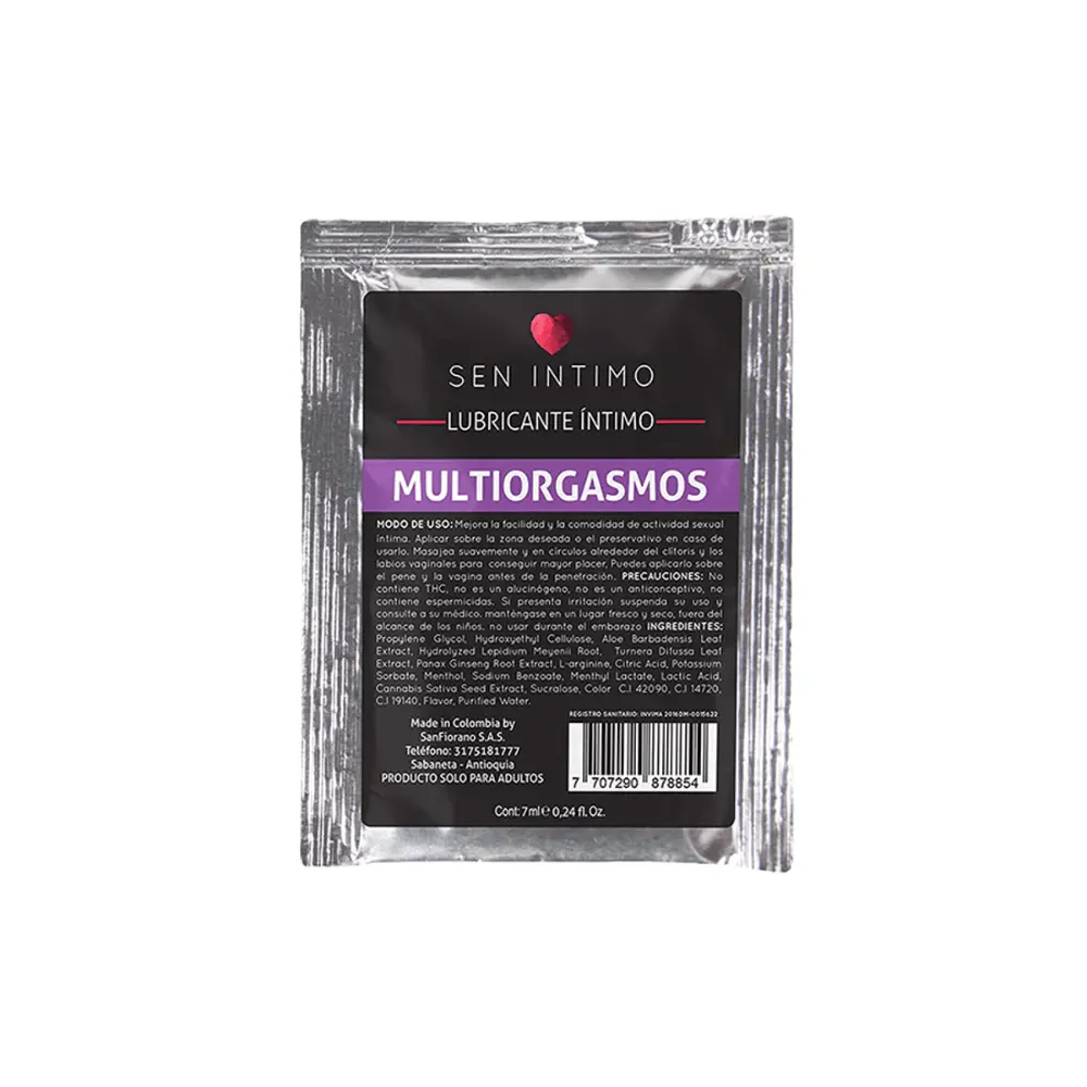 Lubricante Íntimo Multiorgasmos Sachet x 7 ml - Fetiche Sensual - Tienda Erótica para Adultos ...